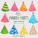 Watercolor Party Hats Clipart, Birthday Hats Clipart, Rainbow Clipart ...