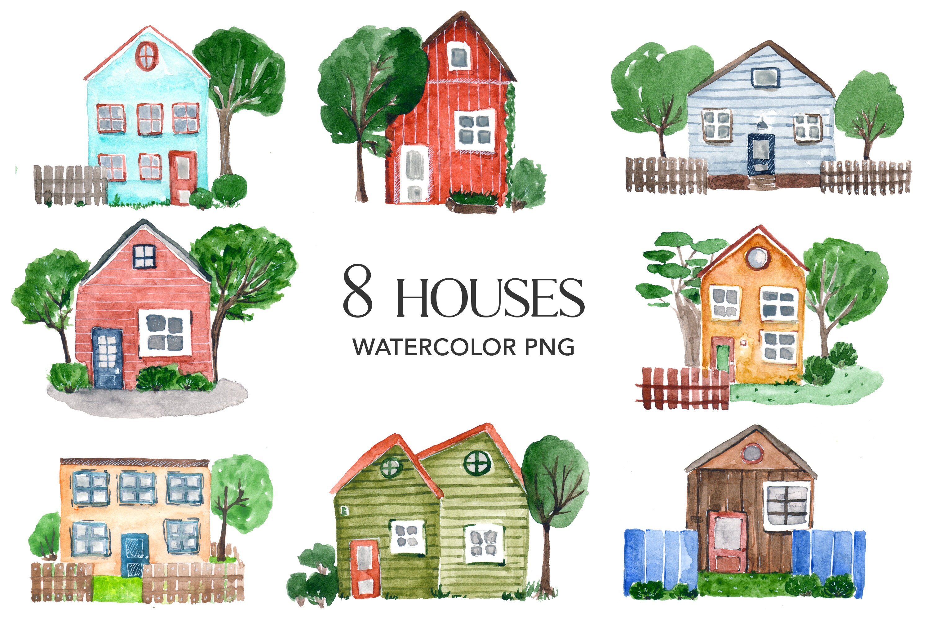 Watercolor Houses Clipart. House Illustration, Cozy Vintage House Png ...