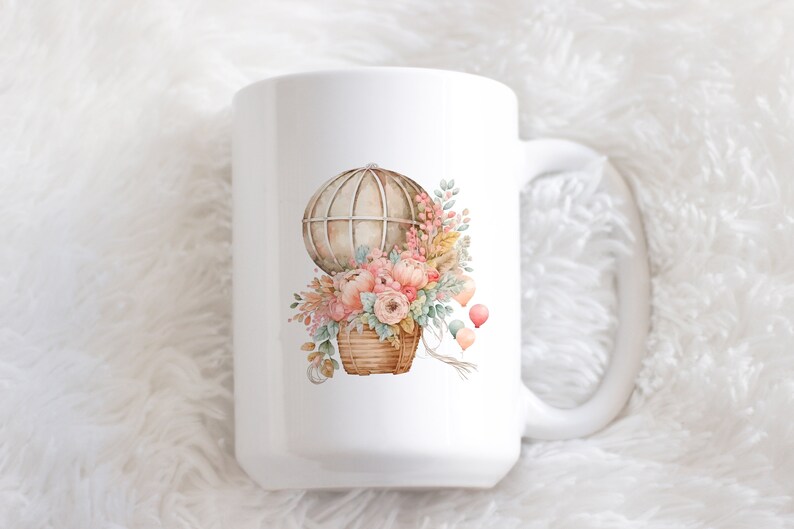 Watercolor Travel Balloon With Flowers Travel Balloon - Etsy