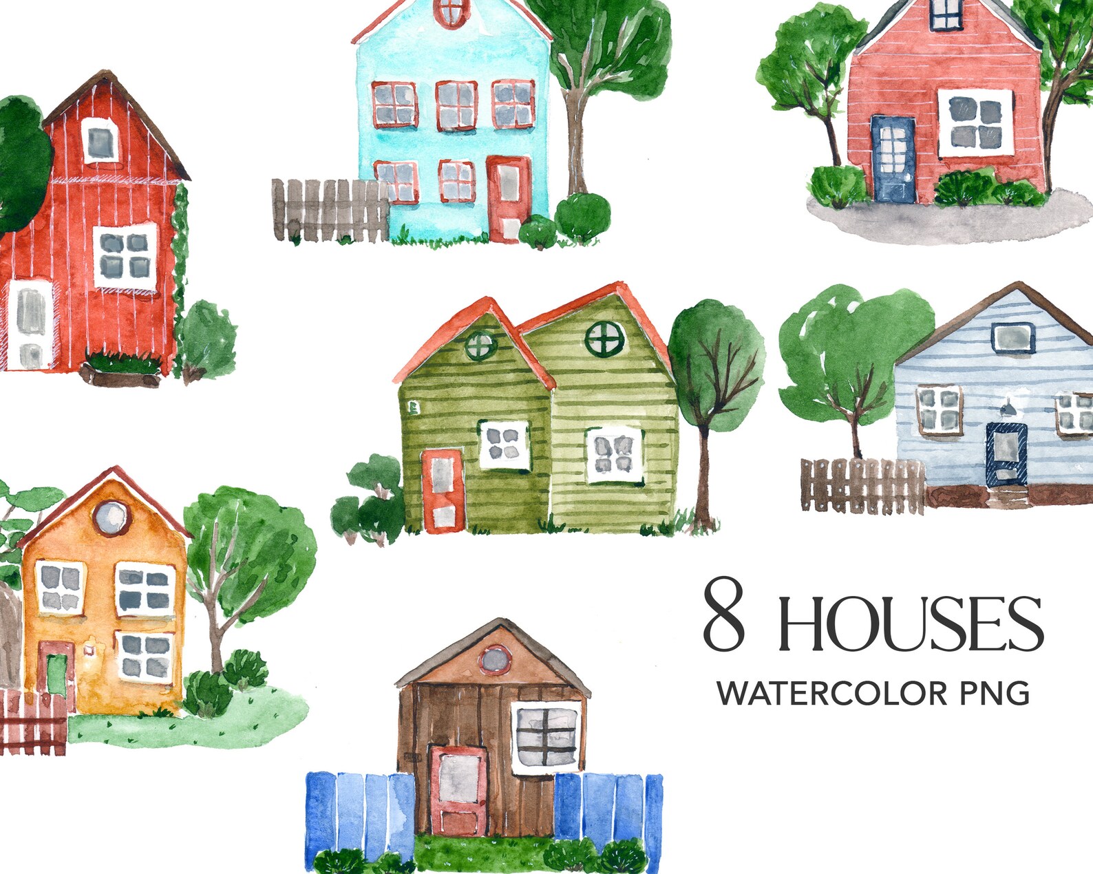 Watercolor Houses Clipart. House Illustration, Cozy Vintage House Png ...
