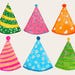 Watercolor Party Hats Clipart, Birthday Hats Clipart, Rainbow Clipart ...