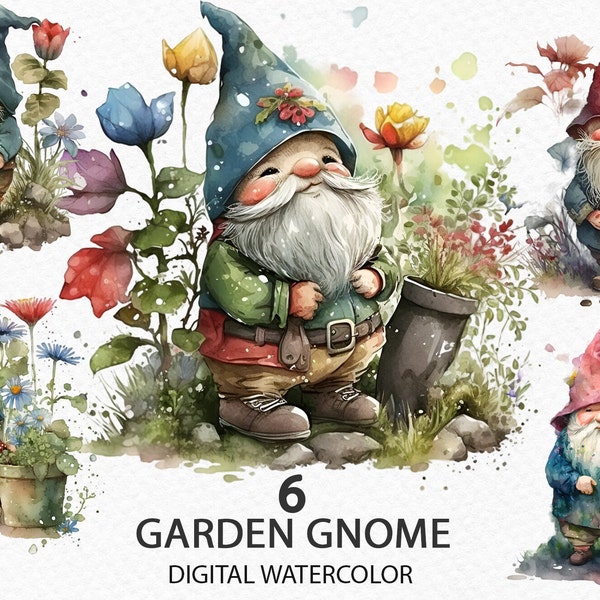 Watercolor Gnomes Clipart - Etsy