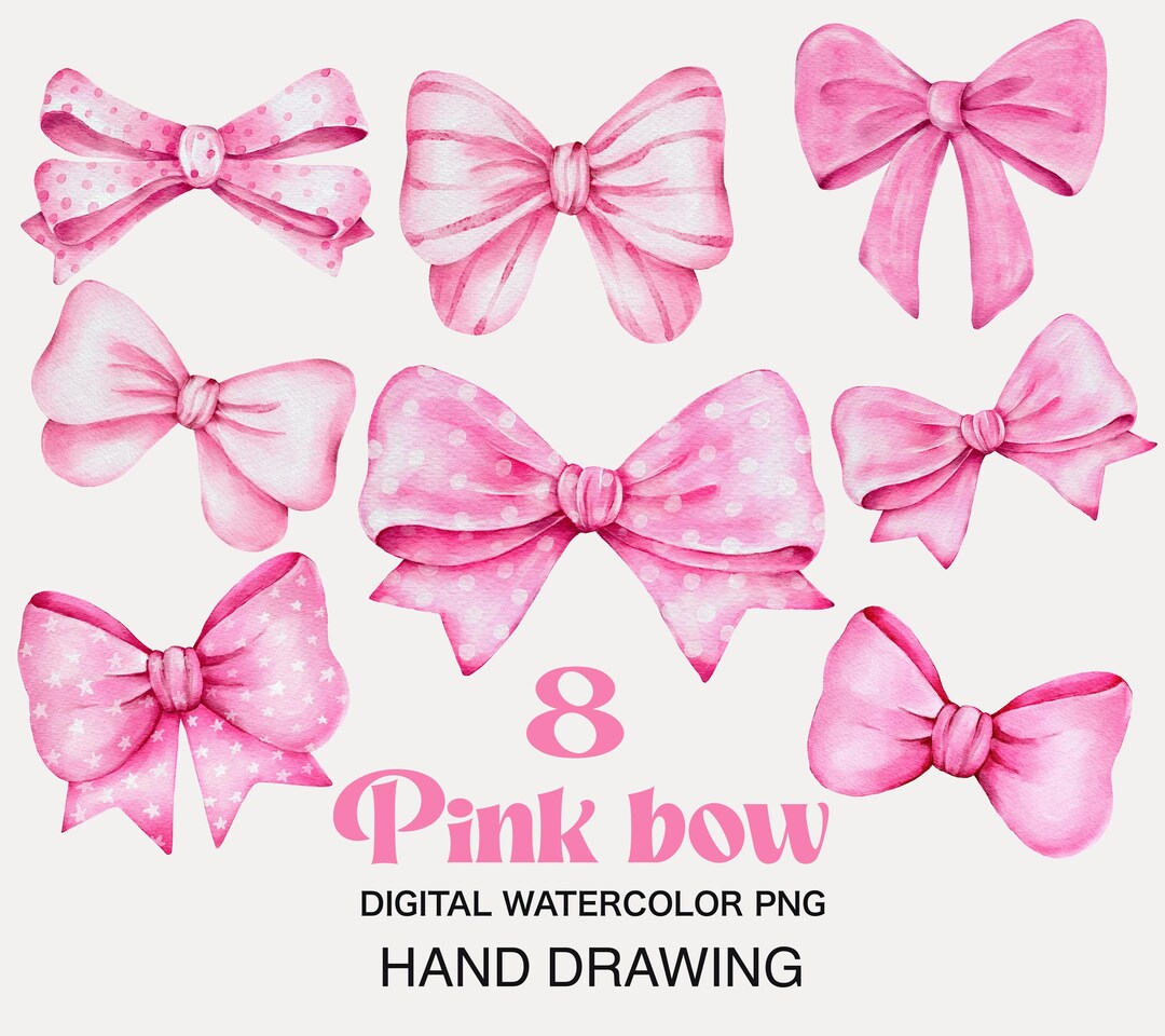 Hand-painted Pink Bows Watercolor Clipart PNG, Cute Bow Illustrations ...