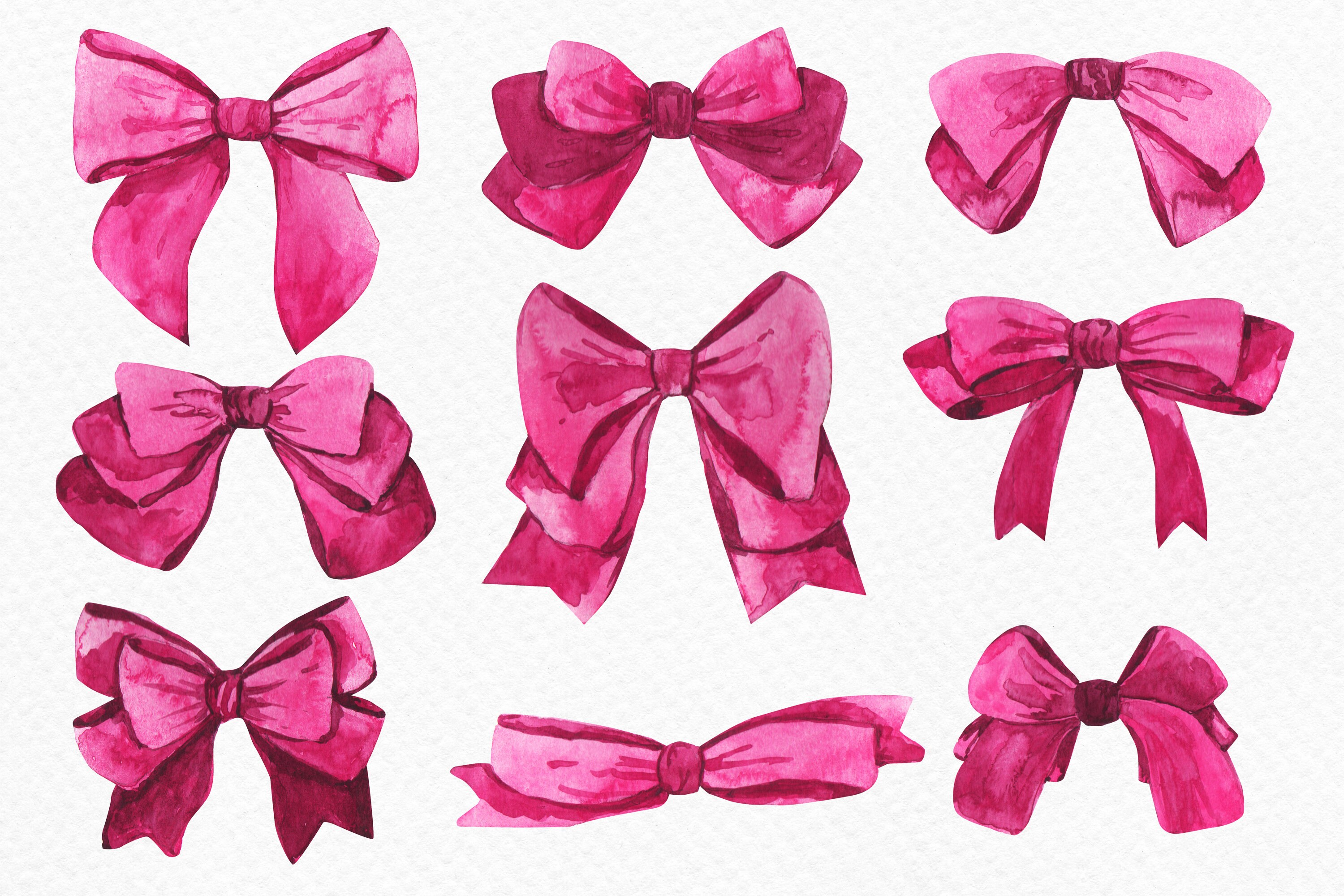 Watercolor Clipart Pink Bows. Clipart PNG Birthday Party Decoration ...