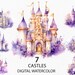 Watercolor Blue Castle on the Clouds. PNG Digital Clipart - Etsy