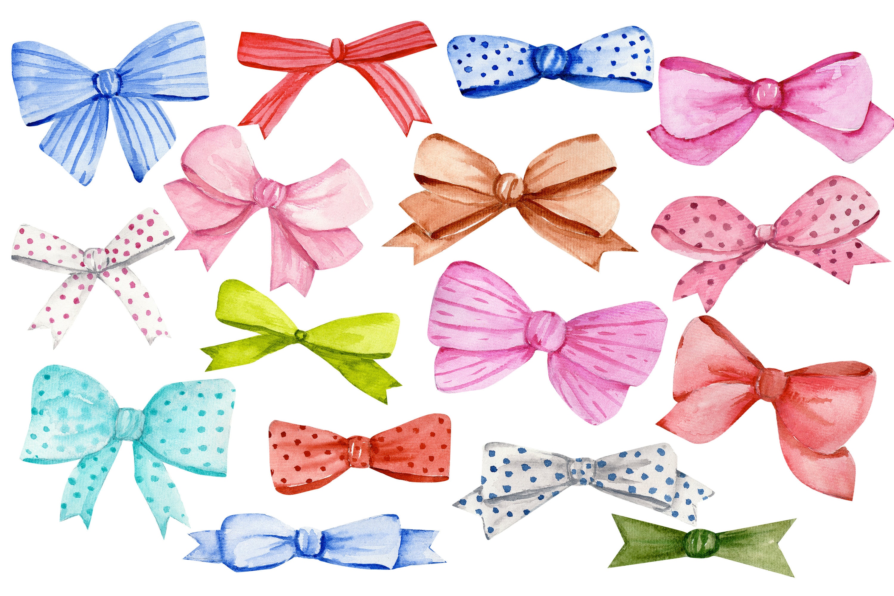 Watercolor Clipart Colorful Bows.clipart PNG Birthday Party Decoration ...