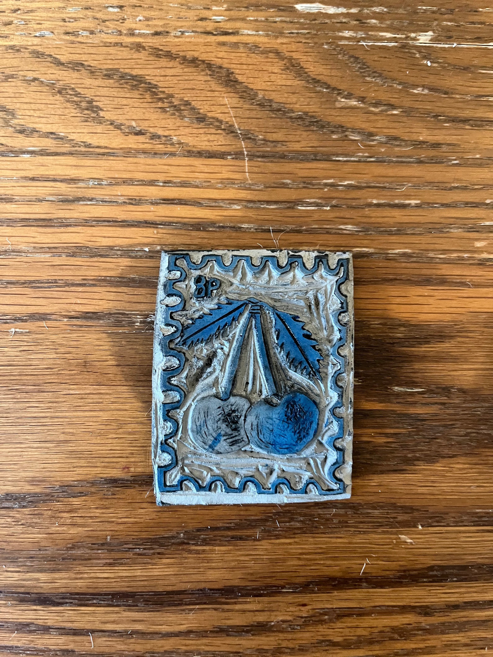 Cherry Art Print — Linocut Relief Block Print Fruit Art for Kitchen ...