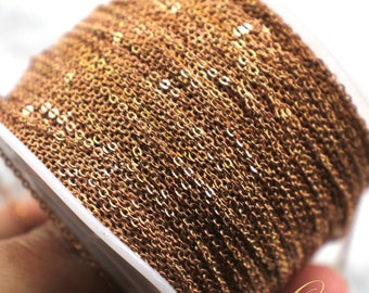 Faceted Soldered Flat Cable Chain Raw Brass Chain Solder Tiny Chain 0. ...