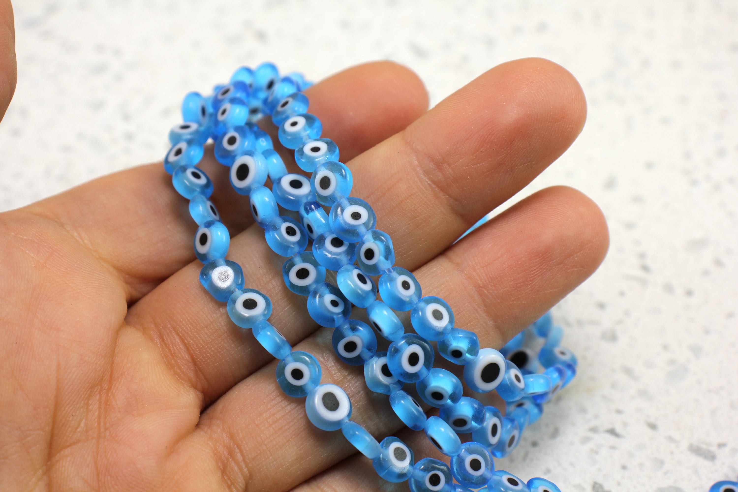 6mm Assorted Colours Glass Evil Eye Bead Flat Round Evil Eye | Etsy