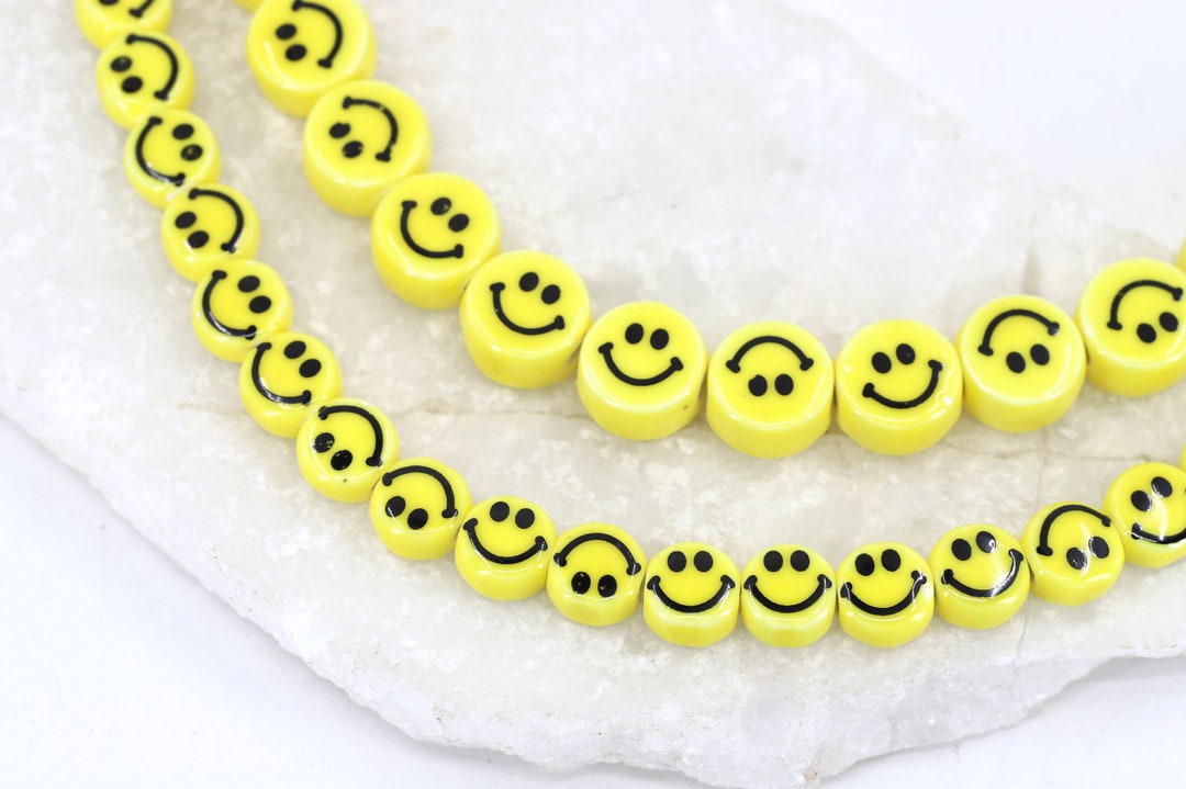 8mm-10mm Ceramic Smiley Face Emoji Beads, 1 Full Strand / CRB-13 - Etsy