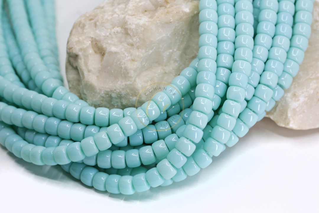8mm X 6mm Light Turquoise Barrel Pony Glass Beads 1 Strand 50 Pcs ...