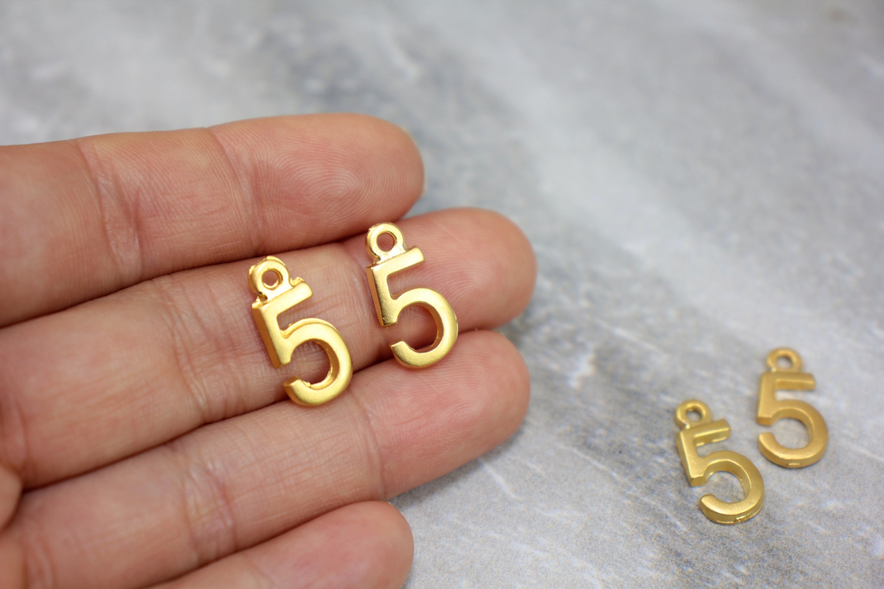Gold Plated Number Pendant 16mm Metal Number Charm 1 2 3 4 5 - Etsy