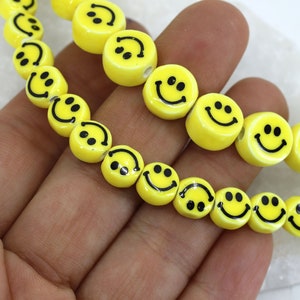 8mm-10mm Ceramic Smiley Face Emoji Beads, 1 Full Strand / CRB-13 - Etsy