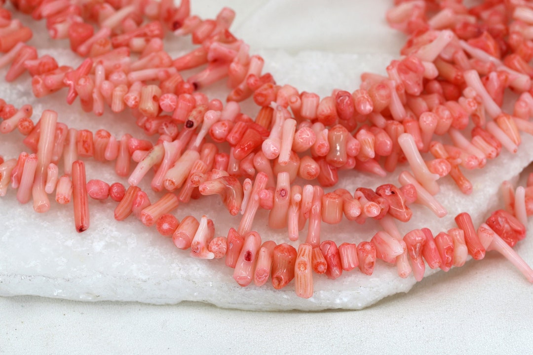 Pink Spike Coral Beads, Irregular Shape Dyed Coral Beads, 1 Strand 180 ...