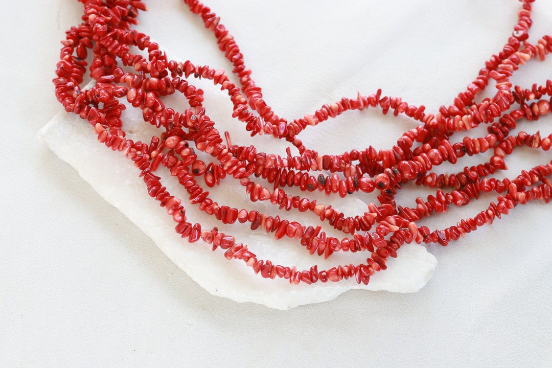 5x7mm Red Coral Small Chip Beads, 1 Strand 15" Inches / CRL-R01 - Etsy