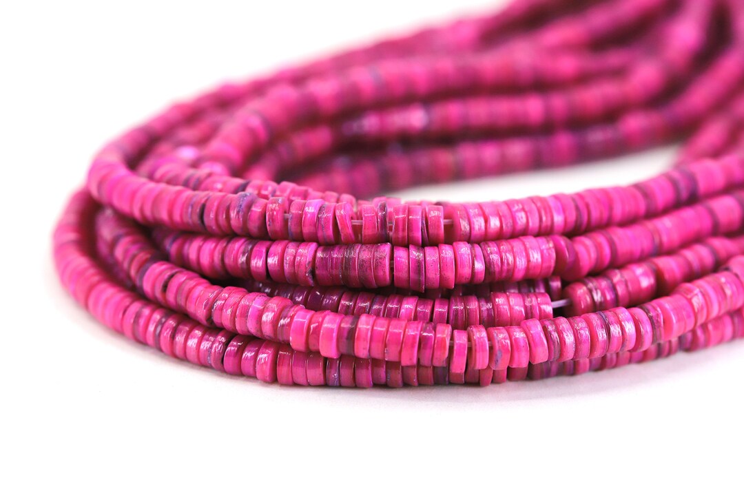 Natural Shell Mexican Pink Heishi Disc Beads, 1 Strand 16" Inches (6 ...