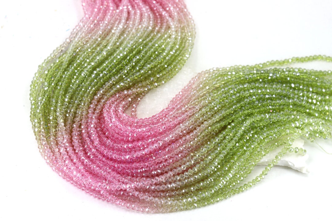 Pastel Rainbow Rondelle Crystal Glass Beads, Multicolor Ombre Faceted ...