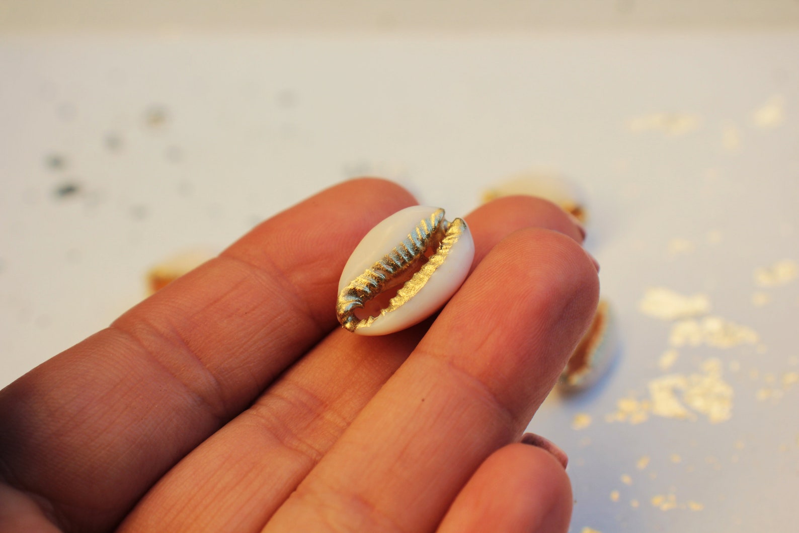 Gold Gilded Cowrie Shell Charm 16mm Drilled One or Two Hole - Etsy