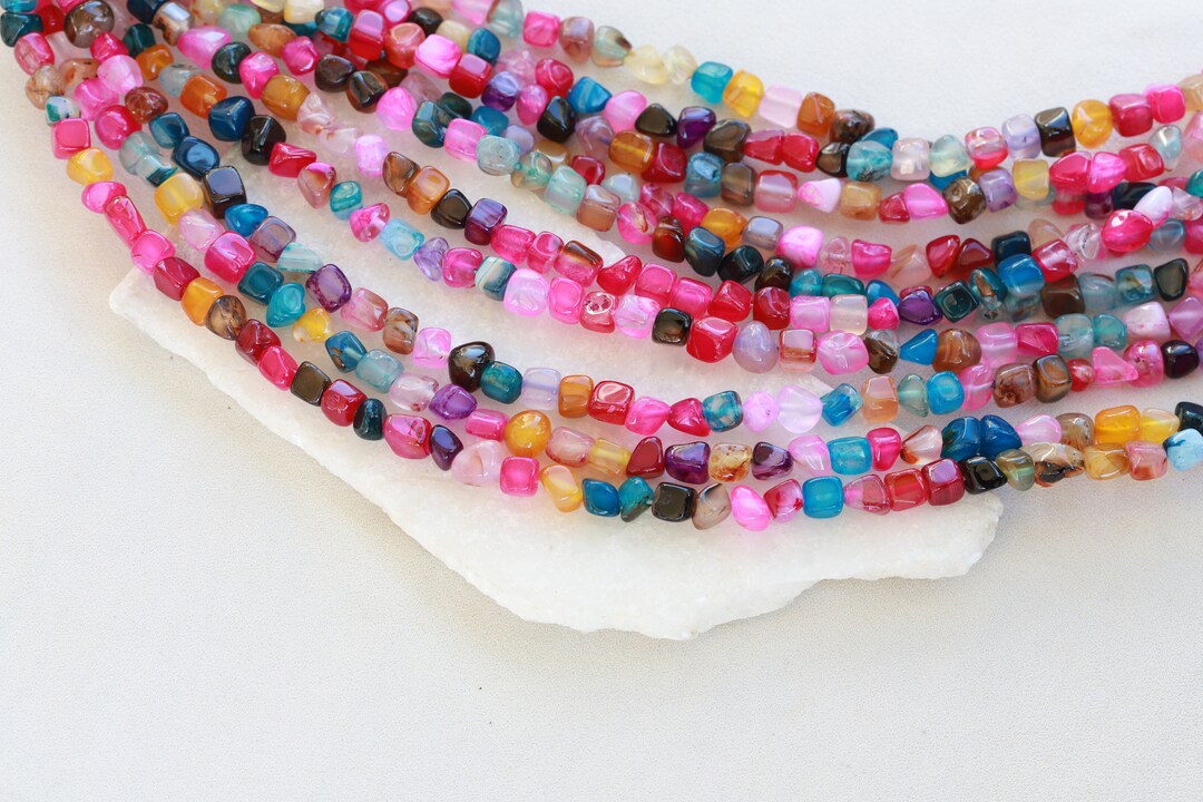 7-9mm Pebble Nugget Multi Color Agate Beads, 1 Strand 50 Pcs / PNBC-08 ...