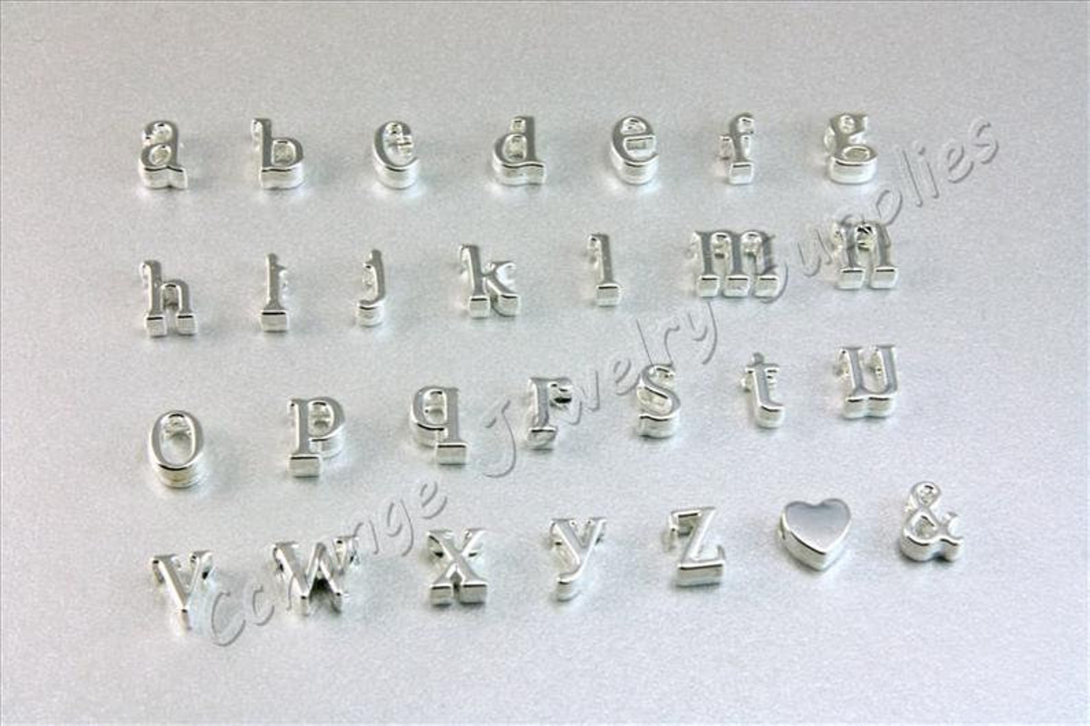 Initial M Charm, Silver Plated Letter Charm, Black Gunmetal Alphabet ...
