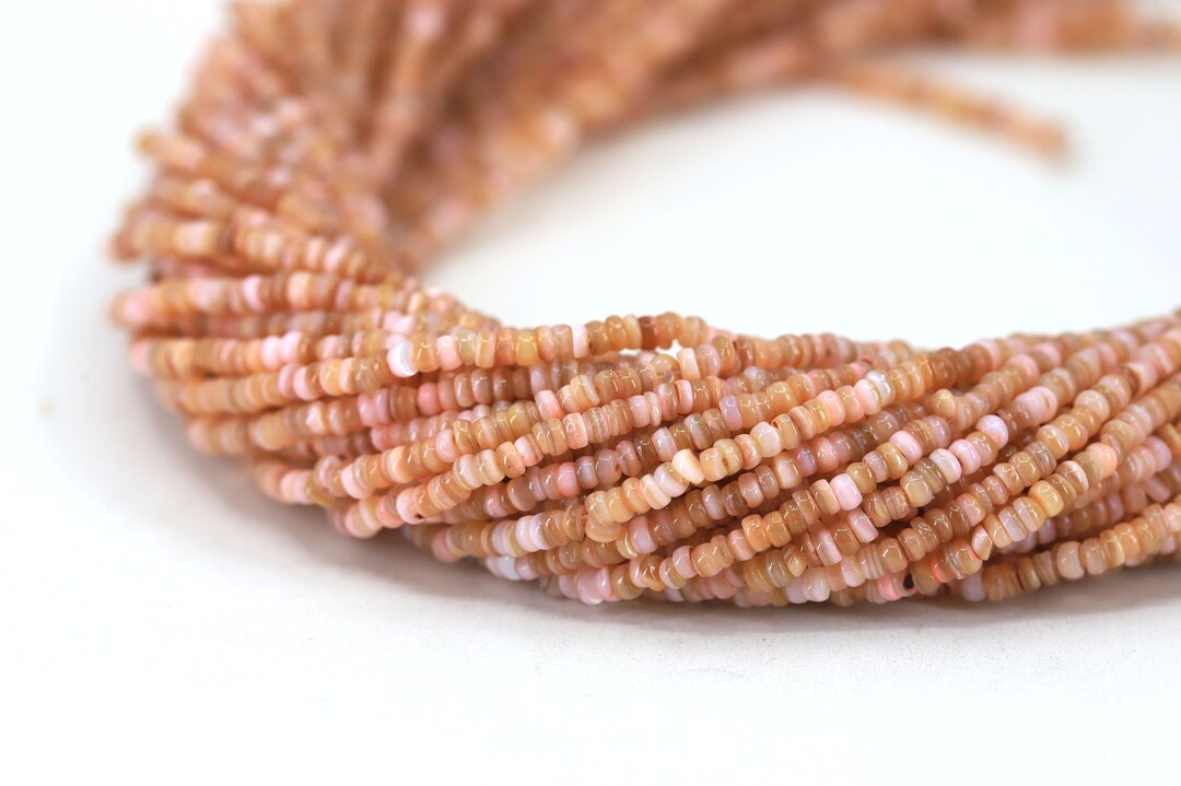 3mm Salmon Heishi Shell Beads, Mini Disc Rondelle Shell Beads / SHS3-07 ...