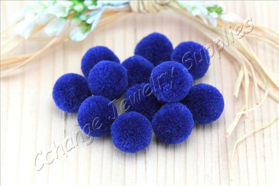 Saxe Blue Craft Pompom Trim, 15mm Ball Round Cotton Handmade Pompoms ...