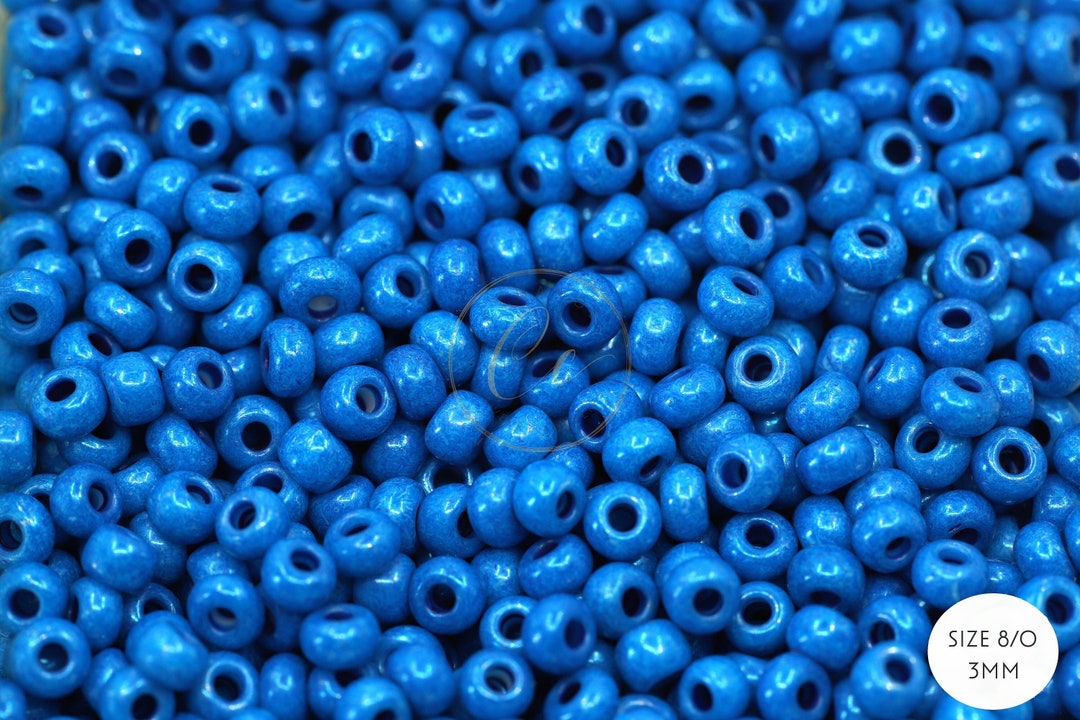 Bright Dark Blue Seed Beads 8/0 3mm Czech Seed Beads 25 - Etsy