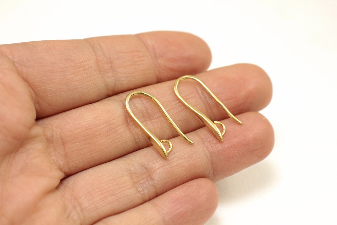 4 Pcs Earring Hooks, 20mm Shiny Gold Plated Brass Earring Components ...