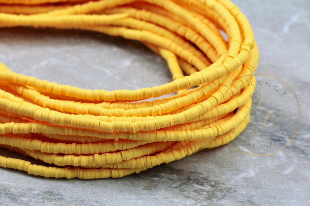 3mm Yellow Heishi Disc Beads, Surfer Necklace Heishi Beads, 1 Strand ...