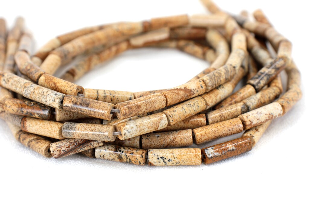 Picture Jasper Cylinder Tube Beads, 13x4mm Natural Stone Column Bead ...