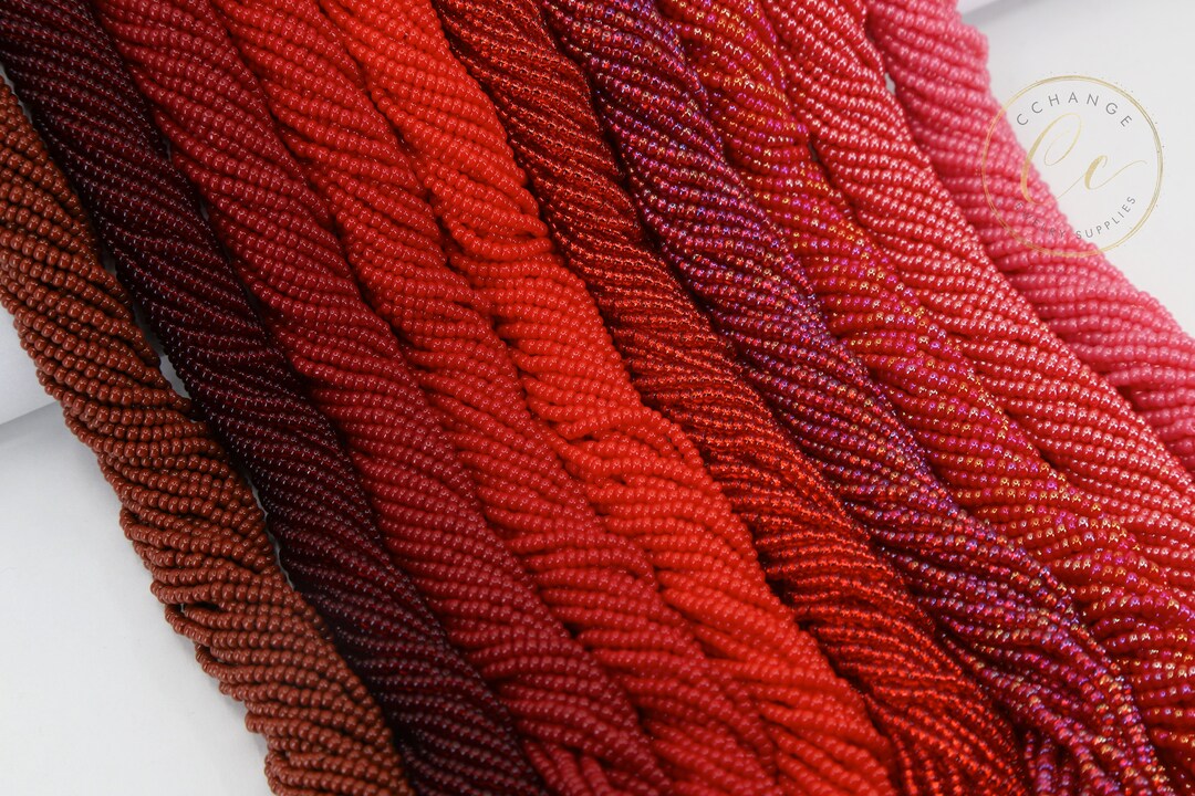 Red Shades Assorted Colours Seed Bead Set, 11/0 (2.2mm) Czech Seed ...
