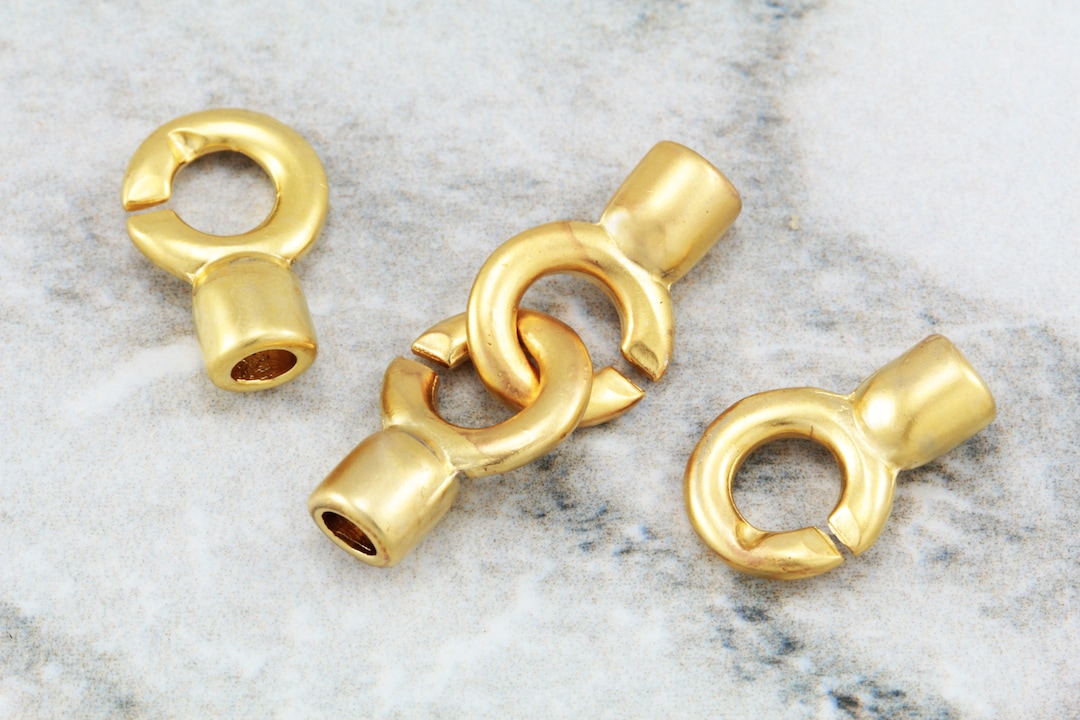 3mm Round Hole Circle Clasps, Matte Gold Plated Metal Cord End Clasps ...