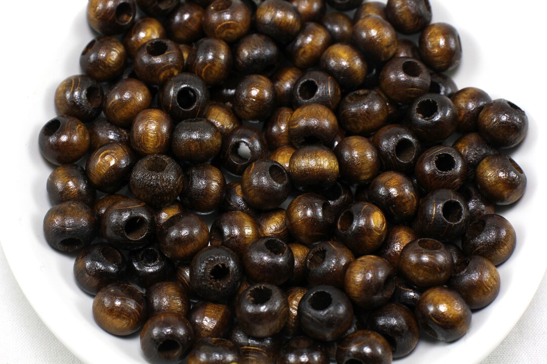 9mm Dark Brown Round Wood Beads, Natural Wood Dyed Beads 50 Pcs / WBR9 ...
