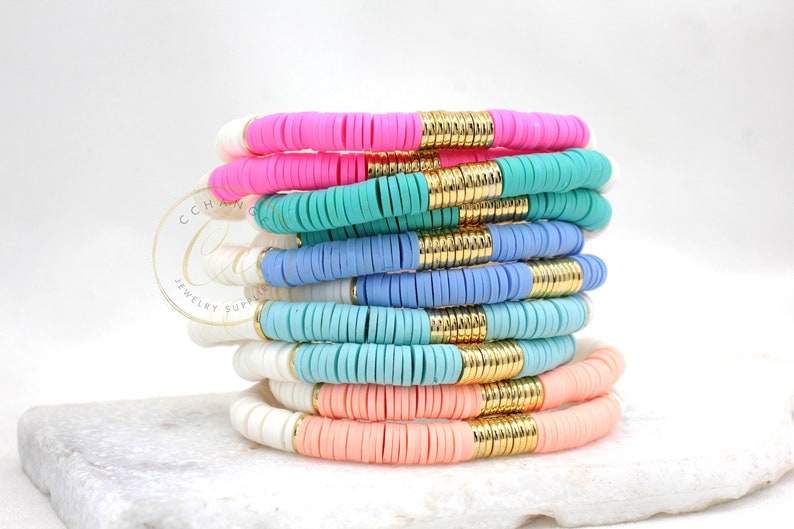 Stacking Heishi Bracelets Gold Heishi Disc Beaded Bracelet - Etsy