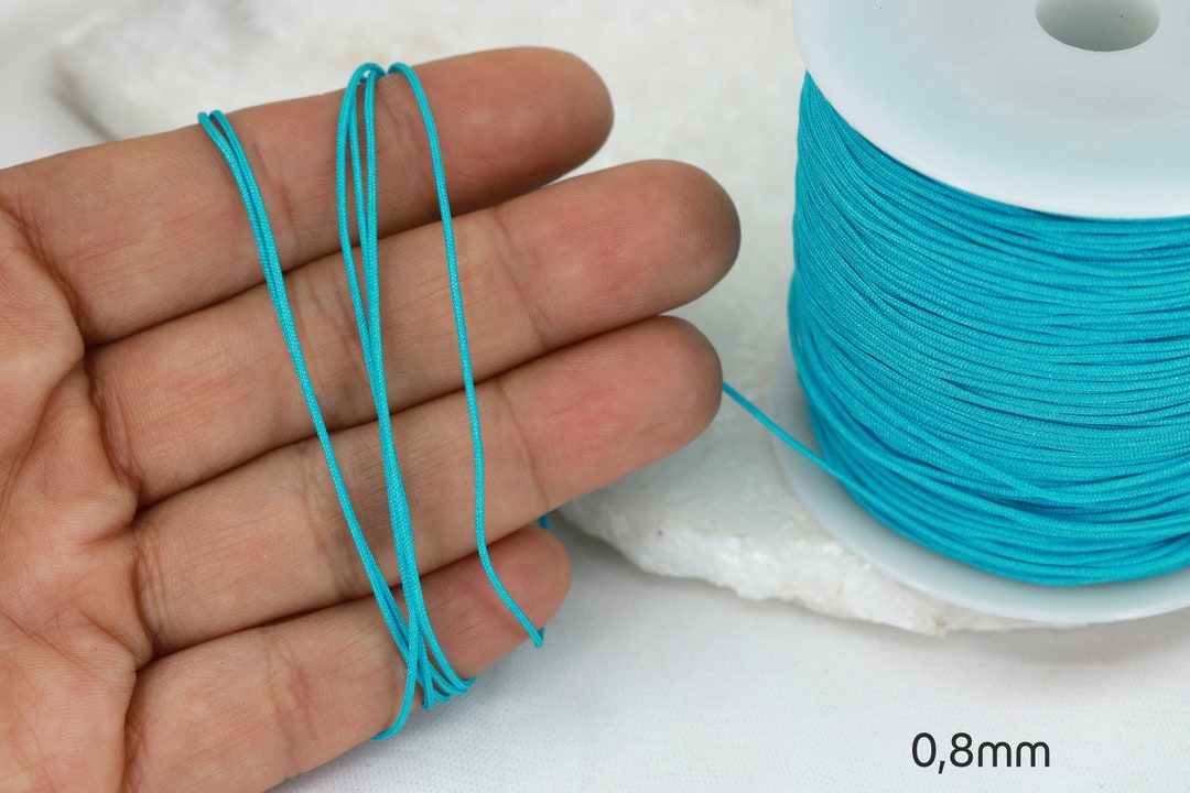 0.8mm Turquoise Blue Braided Nylon Knotting DIY Macrame Cord - 1 Roll ...