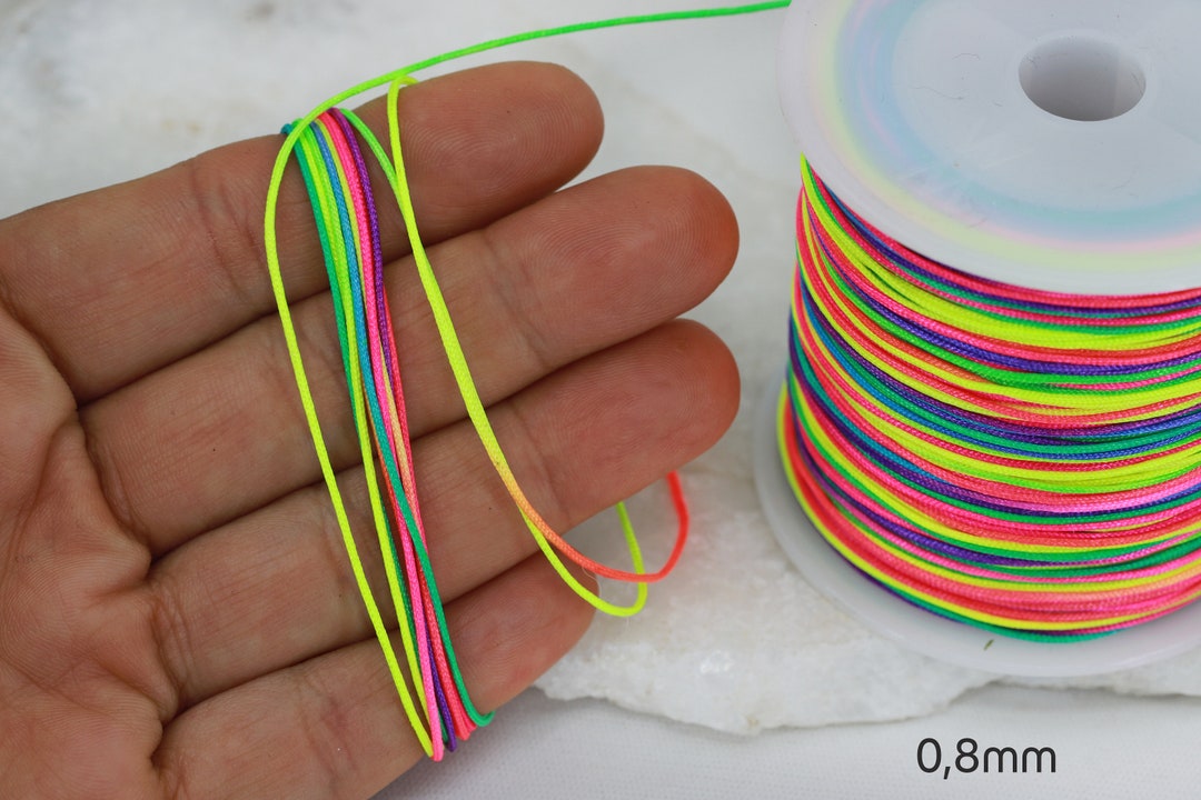 0.8mm Rainbow Multicolor Braided Nylon Knotting DIY Macrame Cord - 1 ...