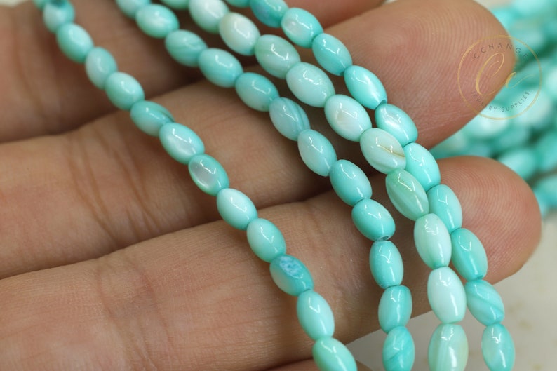 5mm X 3mm Green Rice Shell Beads, Mini Oval Mother of Pearl Beads ...