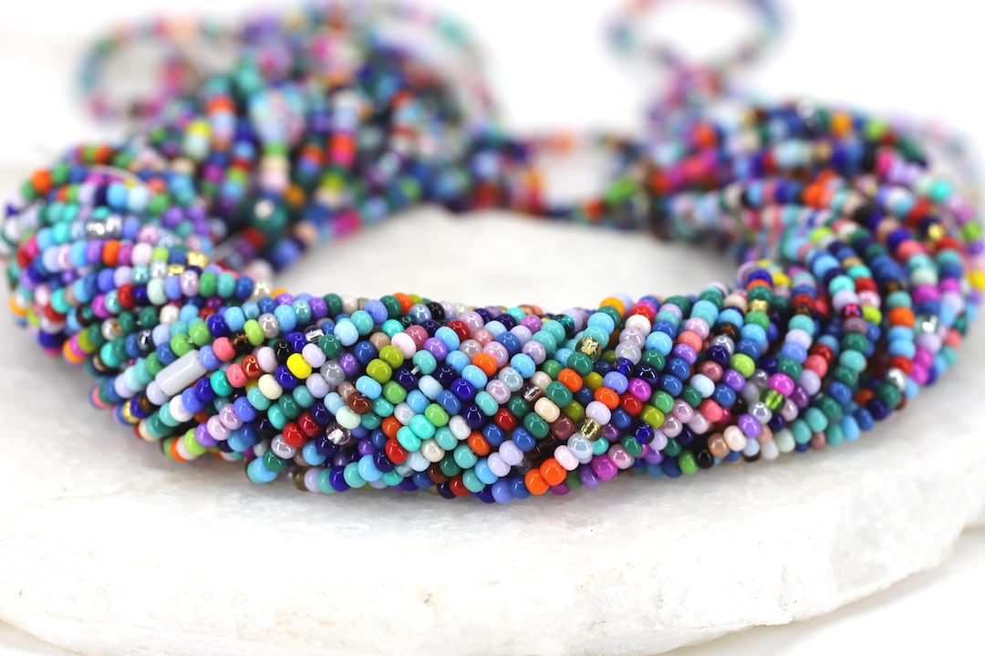 1 Meter Mix Multicolour Seed Bead Strands, 11/0 (2.2mm) Colorful Czech ...