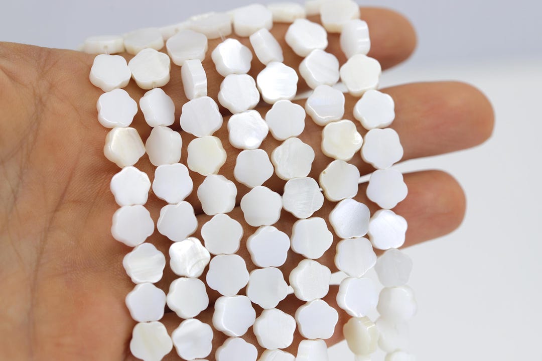 8mm Daisy Flower Mother of Pearl Beads, 1 Strand 40 Pcs Natural Shell ...