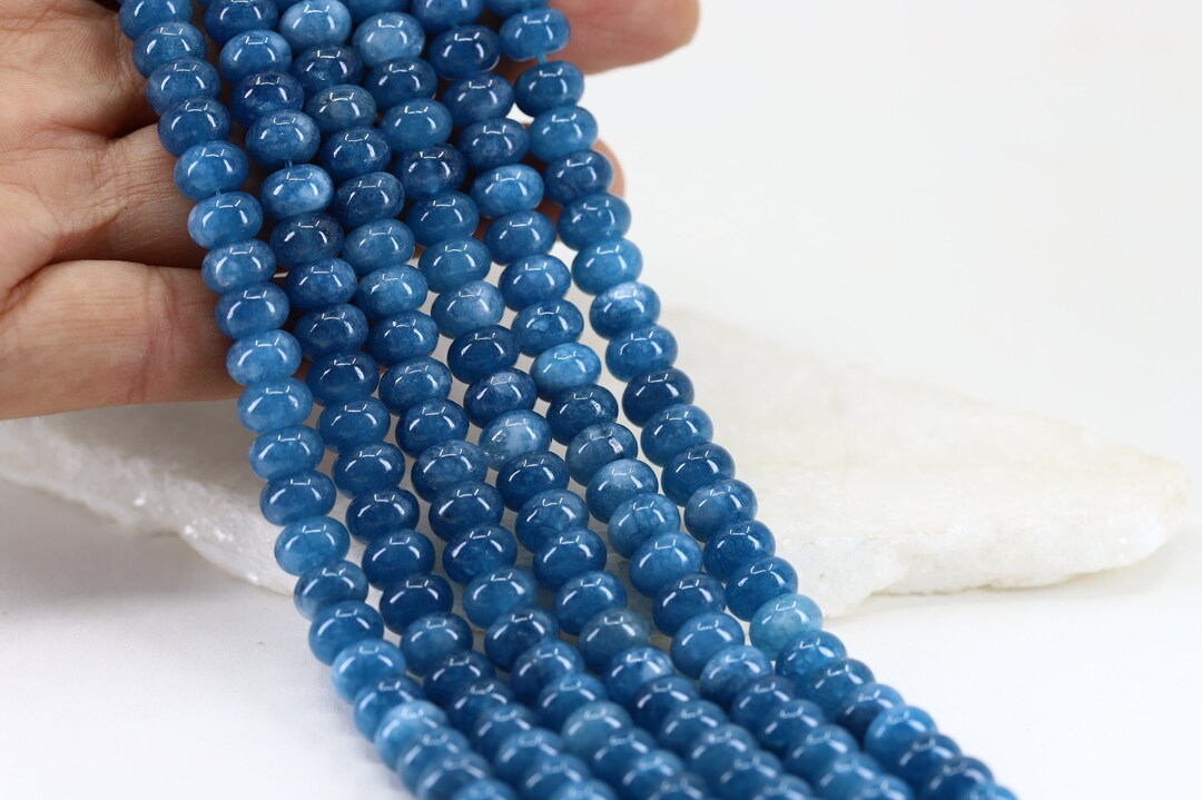 5x8mm Rondelle Dark Blue Jade Beads / RNS5-19 - Etsy