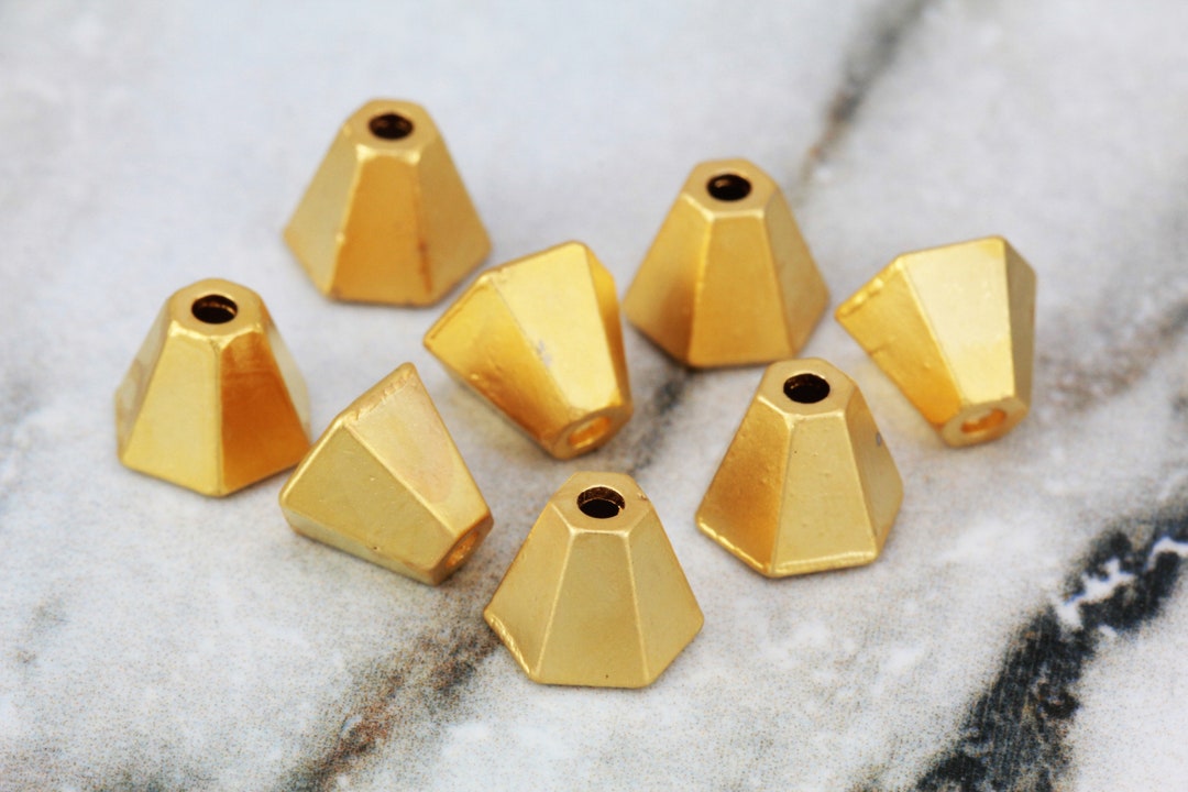 7mm Matte Gold Plated Metal Cone Bead End Caps 10 Pcs / GPY-399 - Etsy