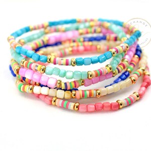 Natural Stone Elastic Colorful Bracelets With Gold Accents - Etsy Canada