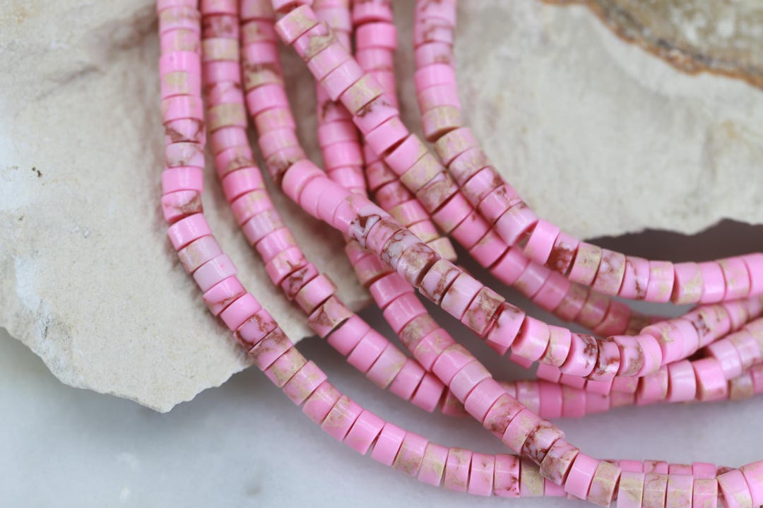 Pink Dyed Howlite Heishi Stones, 4mm Disc Rondelle Beads / NSH-20 - Etsy