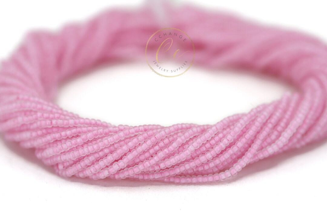 Matte Baby Pink Line Transparent Czech Glass Seed Beads 11/0 (2.2mm ...