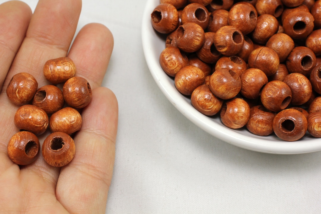 Cuentas de madera redondas de color marrón claro de 11 mm, cuentas ...