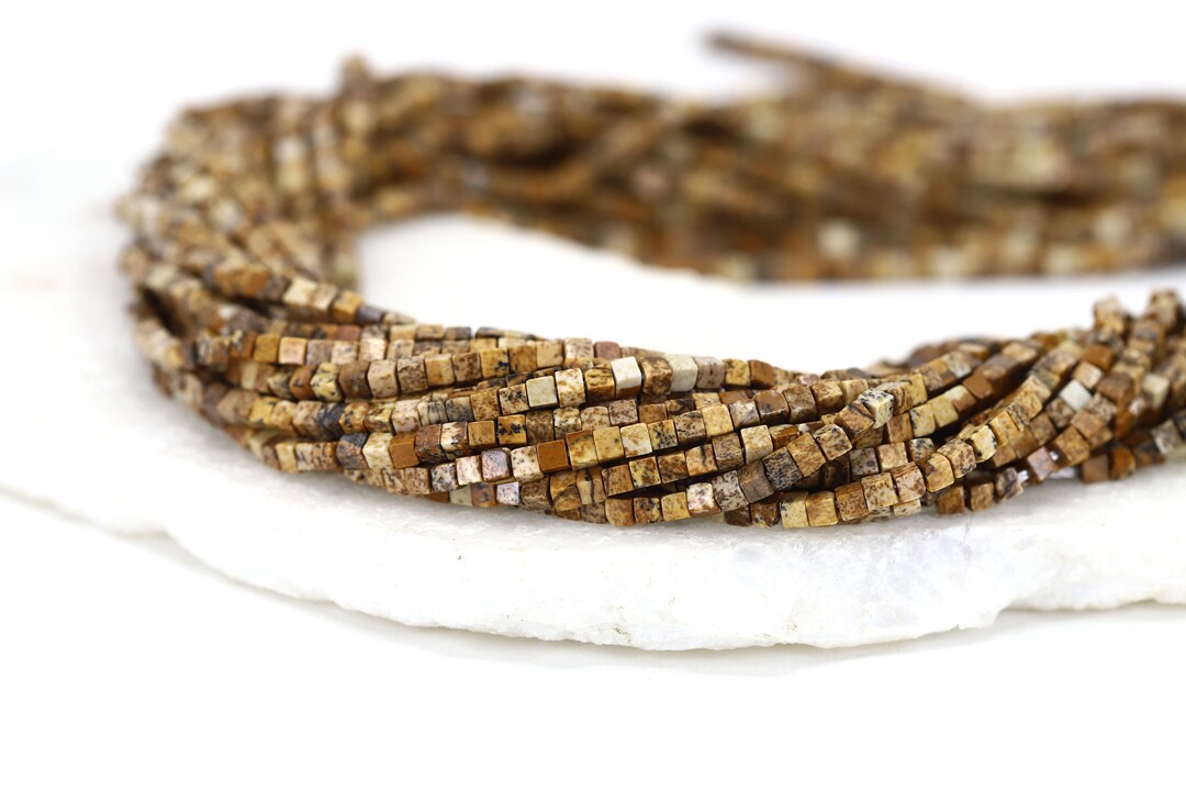 2.5mm Cube Picture Jasper Natural Stone Beads, Small Cube Gemstone ...