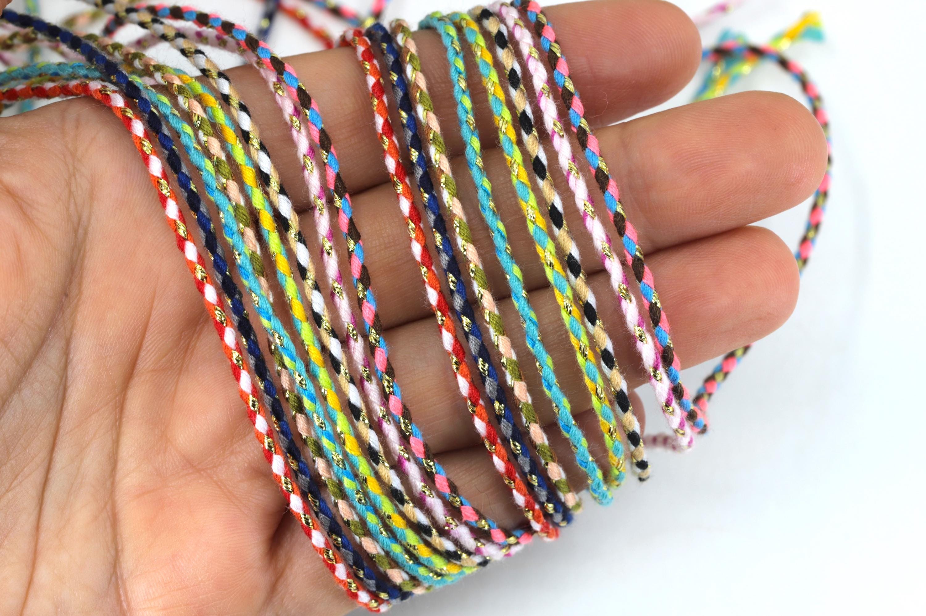 2mm Braided Multicolor Chunky Cord, Twisted Gold Accent Multicolor ...