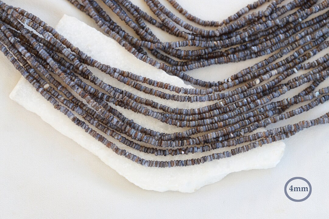 4mm Grey Heishi Shell Beads, Mini Disc Rondelle Shell Beads / SHS4-13 ...