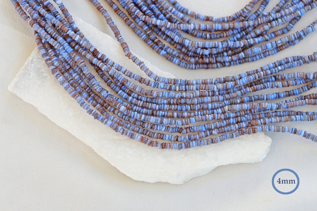 4mm Blue Heishi Shell Beads, Mini Disc Rondelle Shell Beads / SHS4-11 ...