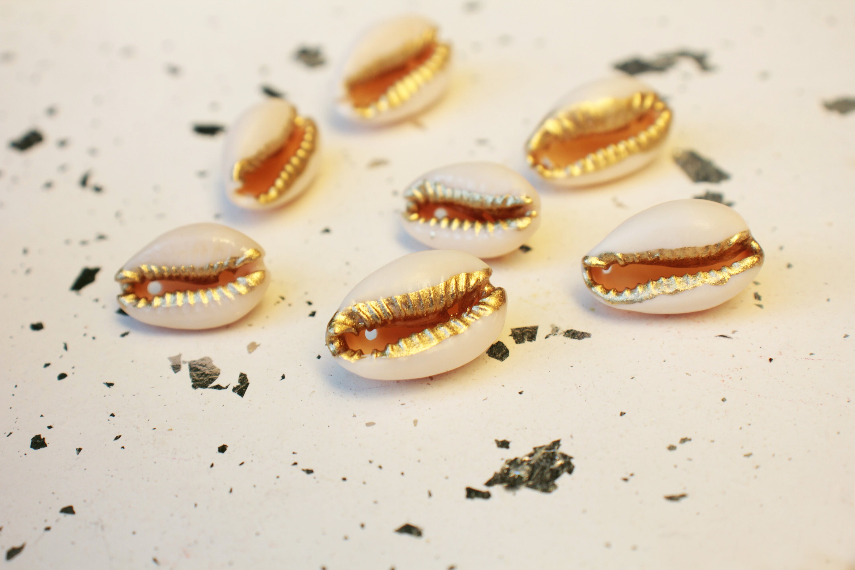 Gold Gilded Cowrie Shell Charm 16mm Drilled One or Two Hole - Etsy